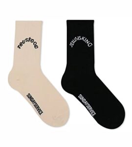 lifeshine 2 packs fashion socks sunday service trust god and jesus is king tube cotton double yarn socks for men women