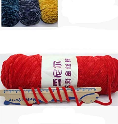 Truevalue 4 Skeins Chenille Yarn,Hand Knitting Glossy Chenille Velvet Blanket Yarn for Crochet Weaving DIY Craft Total 400g (Deep Purple)