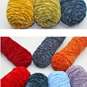 Truevalue 4 Skeins Chenille Yarn,Hand Knitting Glossy Chenille Velvet Blanket Yarn for Crochet Weaving DIY Craft Total 400g (Deep Purple)