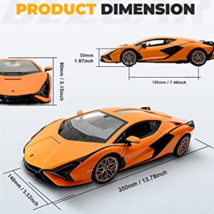 BEZGAR Remote Control Car - 1:14 Lambo Sián FKP 37 Electric Sport Racing Toy Car with Open Door, 2.4Ghz Licensed RC Car Series for Girls and Boys Age 8 9 10 11 12 Years Holiday Ideas Gift (Orange)