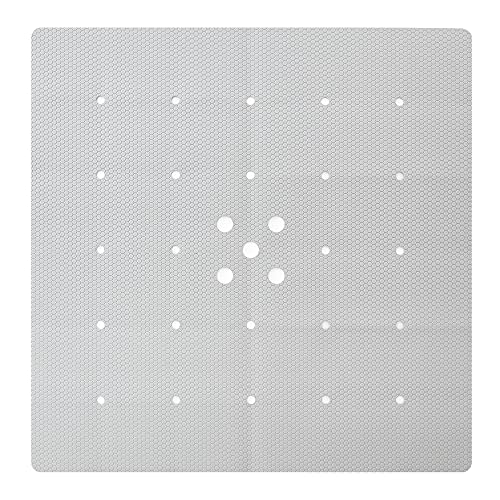 Webos Shower Mat Non Slip: Silicone Foldable no Suction Cups Bath Mats Machine Washable for Textured and Reglazed Shower Stall Safety Matt with Drain Holes Bathtub Mat (Grey, 21x21 Inches)