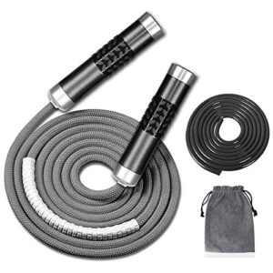 redify weighted jump rope for workout fitness(1lb), tangle-free ball bearing rapid speed skipping rope for mma boxing weight-loss,aluminum handle adjustable length 9mm fabric cotton+9mm solid pvc rope