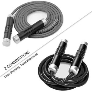 Redify Weighted Jump Rope for Workout Fitness(1LB), Tangle-Free Ball Bearing Rapid Speed Skipping Rope for MMA Boxing Weight-loss,Aluminum Handle Adjustable Length 9MM Fabric Cotton+9MM Solid PVC Rope