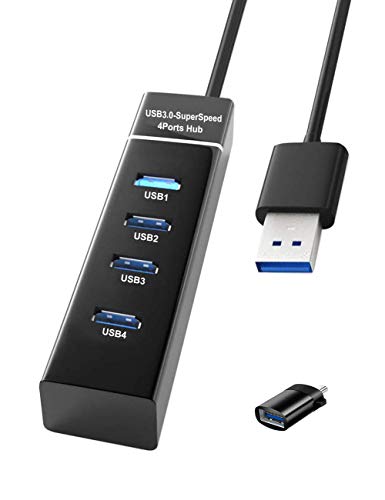 PS4/PS5 USB Hub, ApexOne 4-Port USB 3.0 Hub High Speed 5Gbps USB Splitter Adapter for PS4/PS5, Xbox One/360, Mouse, Keyboard, Laptop, Notebook PC, Moblie HDD, MacBook, Mac Pro/Mini, iMac, Surface Pro