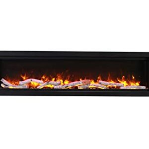 Amantii SYM-50-BESPOKE Symmetry Series Bespoke 50-Inch Built-in Electric Fireplace with Remote, Birch Log Media, Black Steel Surround