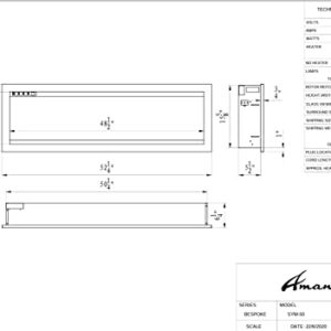 Amantii SYM-50-BESPOKE Symmetry Series Bespoke 50-Inch Built-in Electric Fireplace with Remote, Birch Log Media, Black Steel Surround