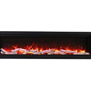 Amantii SYM-50-BESPOKE Symmetry Series Bespoke 50-Inch Built-in Electric Fireplace with Remote, Birch Log Media, Black Steel Surround