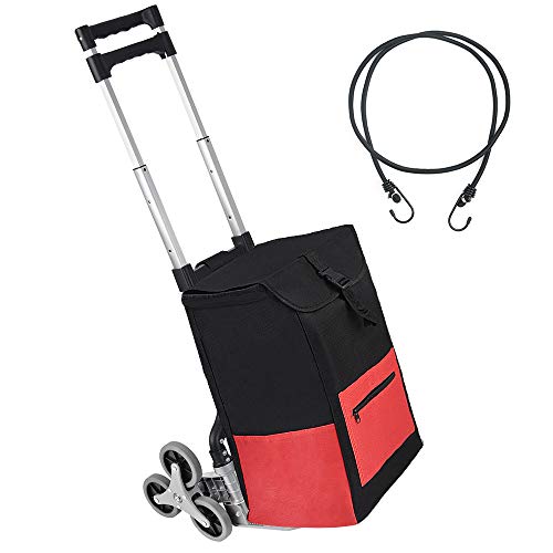 Grocery Cart with Climbing Wheel Aluminum Portable Folding Stair Climbing Cart with Shopping Bag and Climbing Rope