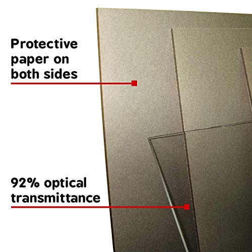 KLEARSTAND 2 Sheets of 12" x 24" x 0.09" (2.286mm Thick) Clear Plexiglass, Highly Versatile, Light Weight and High Impact Strength, Made in USA