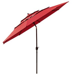 yescom 11ft 3 tier uv70+ push tilt patio umbrella crank handle outdoor cafe deck table garden backyard hotel