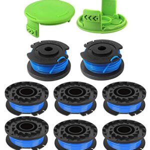 BOOTOP 29092 String Trimmer Replacement Spool 29252, Compatible with Greenworks 24V 40V 80V Weed Eater Cordless Trimmer 21332 21342.065-Inch Single Line Trimmer Replacement Spool (8 Spools, 2 Caps)