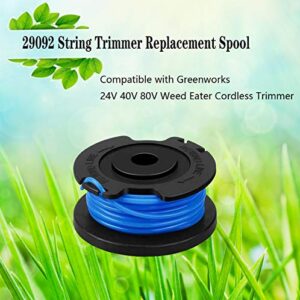 BOOTOP 29092 String Trimmer Replacement Spool 29252, Compatible with Greenworks 24V 40V 80V Weed Eater Cordless Trimmer 21332 21342.065-Inch Single Line Trimmer Replacement Spool (8 Spools, 2 Caps)