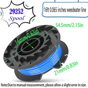 BOOTOP 29092 String Trimmer Replacement Spool 29252, Compatible with Greenworks 24V 40V 80V Weed Eater Cordless Trimmer 21332 21342.065-Inch Single Line Trimmer Replacement Spool (8 Spools, 2 Caps)