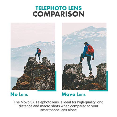 Movo SPL-Tele 3X Telephoto Lens with Clip Mount for Smartphones - Zoom Lens for iPhone, Android, and Tablets - Smartphone Telescopic Lens for Video and Photography - Best Telephoto Lens for iPhone