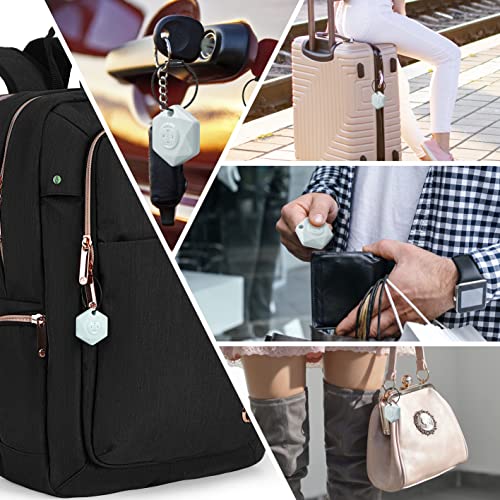 Swissdigital Design Katy Rose Backpack For Women Black with Rose Gold-Tone Zippers College Travel Laptop Backpack With Apple Find My network