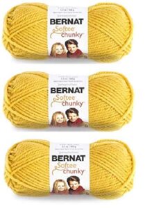 bernat softee chunky yarn, super bulky #6, 3 skeins glowing gold 28607