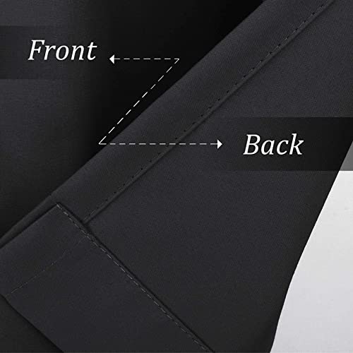 Valea Home Blackout Short Curtains Waterproof Soft Rod Pocket Kitchen Curtains for Bathroom Window Room Darkening Small Curtains for Bedroom 24 inch Length, 2 Panels, Black