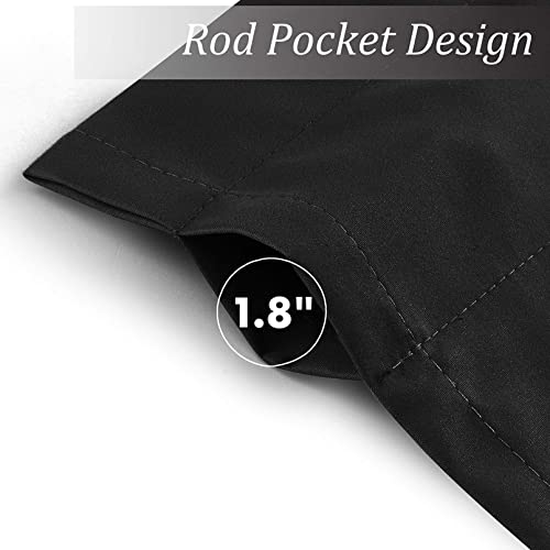 Valea Home Blackout Short Curtains Waterproof Soft Rod Pocket Kitchen Curtains for Bathroom Window Room Darkening Small Curtains for Bedroom 24 inch Length, 2 Panels, Black