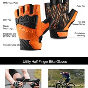 INBIKE Cycling Bike Gloves Padded Half Finger Bicycle Gloves Shock-Absorbing Anti-Slip Breathable MTB Road Biking Gloves for Men/Women