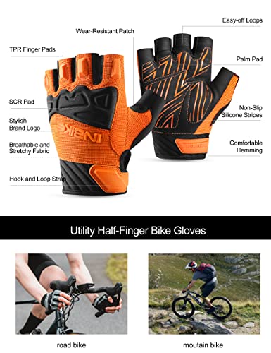 INBIKE Cycling Bike Gloves Padded Half Finger Bicycle Gloves Shock-Absorbing Anti-Slip Breathable MTB Road Biking Gloves for Men/Women