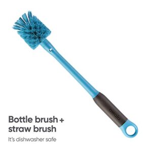 Owala 2-in-1 Water Bottle Brush Cleaner and Water Bottle Straw Cleaner Brush, Water Bottle Brush with Removable Head and Twist n’ Hide Straw Brush, Smokey Blue