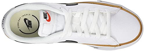 NIKE Women's Court Legacy Sneaker, White/Desert Ochre/Team Orange/Black, 8