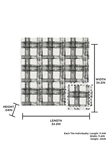 FloorPops FPF3751 Sawyer Plaid Interlocking Floor Tiles, Black