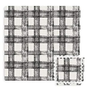 FloorPops FPF3751 Sawyer Plaid Interlocking Floor Tiles, Black