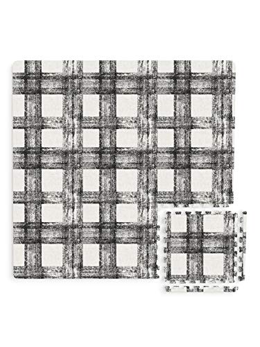 FloorPops FPF3751 Sawyer Plaid Interlocking Floor Tiles, Black