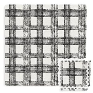 FloorPops FPF3751 Sawyer Plaid Interlocking Floor Tiles, Black