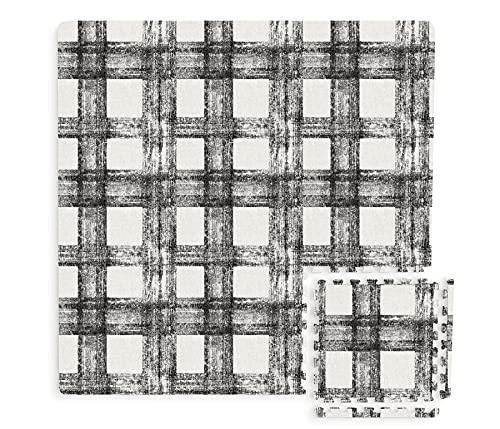 FloorPops FPF3751 Sawyer Plaid Interlocking Floor Tiles, Black