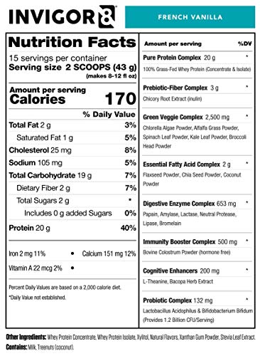 INVIGOR8 Superfood Shake (French Vanilla) Whey Protein Shake + Collagen Peptides + Fatburner Bundle