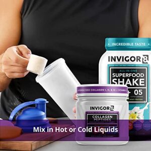 INVIGOR8 Superfood Shake (French Vanilla) Whey Protein Shake + Collagen Peptides + Fatburner Bundle