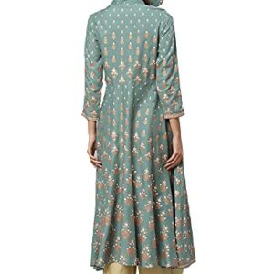 Yash Gallery Rayon Floral Printed Anarkali Kurtis for Women Indian Style Green