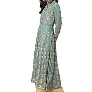 Yash Gallery Rayon Floral Printed Anarkali Kurtis for Women Indian Style Green