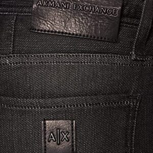 A|X ARMANI EXCHANGE Men's 5 Pocket Skinny Jeans, Black Denim, 38R