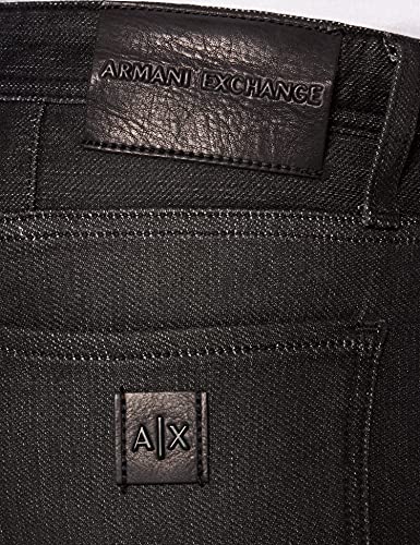 A|X ARMANI EXCHANGE Men's 5 Pocket Skinny Jeans, Black Denim, 38R