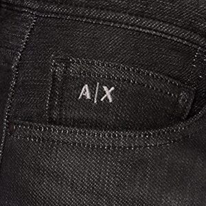 A|X ARMANI EXCHANGE Men's 5 Pocket Skinny Jeans, Black Denim, 38R