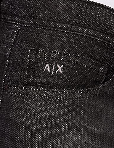 A|X ARMANI EXCHANGE Men's 5 Pocket Skinny Jeans, Black Denim, 38R