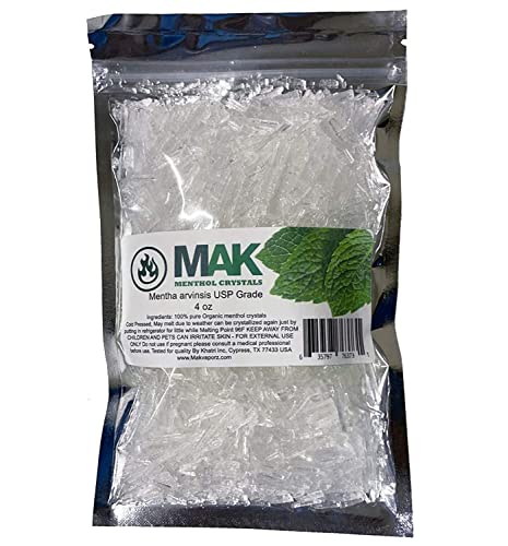 Menthol Crystals 100% Pure Organic Natural Spa Quality in 4OZ Resealable Bag