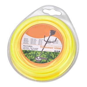 round trimmer cord, mower line, strimmer cord, nylon round line, trimmer line, for lawn mower brush cutter grass trimmer strimmer(3.0mm*15m-yellow)