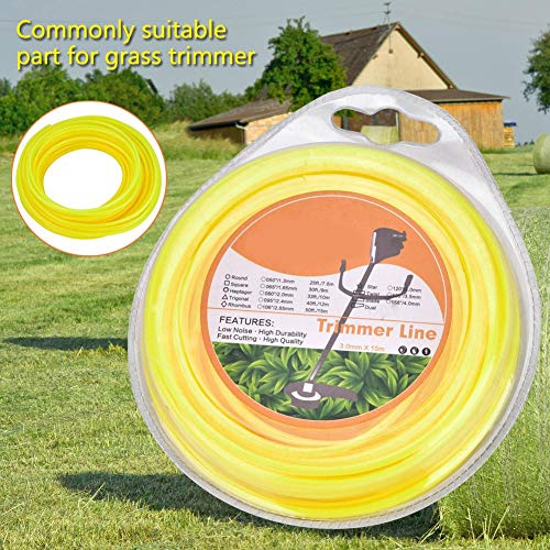 Round Trimmer Cord, Mower Line, Strimmer Cord, Nylon Round Line, Trimmer Line, for Lawn Mower Brush Cutter Grass Trimmer Strimmer(3.0mm*15m-yellow)