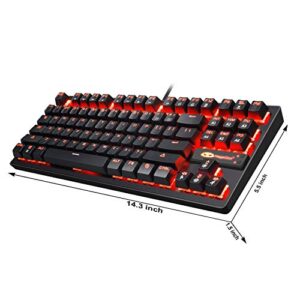 Anivia 87 Keys Mechanical Gaming Keyboard, 80% Compact USB Wired Mechanical Keyboard with Red Backlit & Blue Switch, Hot Swappable Gaming Keyboard for Gaming and Work - Black