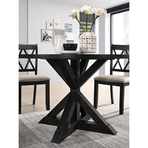 Roundhill Furniture Windvale Cross-Buck Base Dining Table, Black