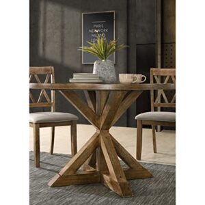 Roundhill Furniture Windvale Cross-Buck Base Dining Table, Black