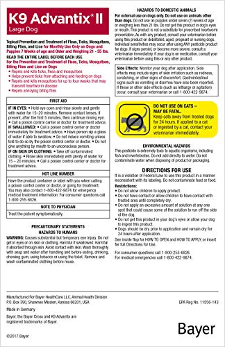 K9 Advantix II XL Dog Over 55 lbs & K9 Advantix II Large Dog 21-55 lbs Vet-Recommended Flea, Tick & Mosquito Treatment & Prevention | 1-Mo Supply Each