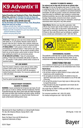 K9 Advantix II XL Dog Over 55 lbs & K9 Advantix II Large Dog 21-55 lbs Vet-Recommended Flea, Tick & Mosquito Treatment & Prevention | 1-Mo Supply Each