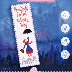 Mary Poppins Cross Stitch Bookmark Kit - DIY Embroidery Gift for Booklovers