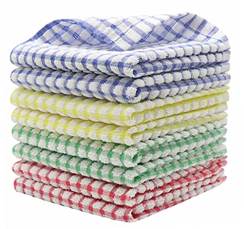 HFGBLG Cotton Terry Kitchen Dish Cloths, Soft Absorbent Tidy Kitchen Dish Towels (Mix Color, 11.8 Inch x 11.8 Inch)