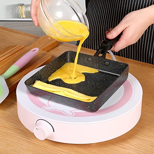 HAPPI STUDIO Tamagoyaki Pan - Japanese Egg Pan with Lid - Japanese Omelette pan Nonstick - Omelet Pan for Japanese Food - Square Frying Pan